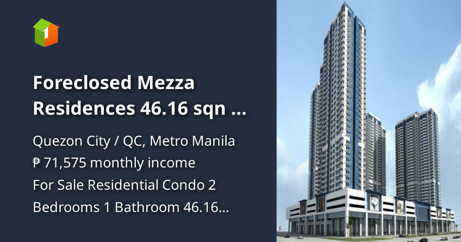 Foreclosed Mezza Residences 46.16 sqn 2 bedroom Residential Condo For ...