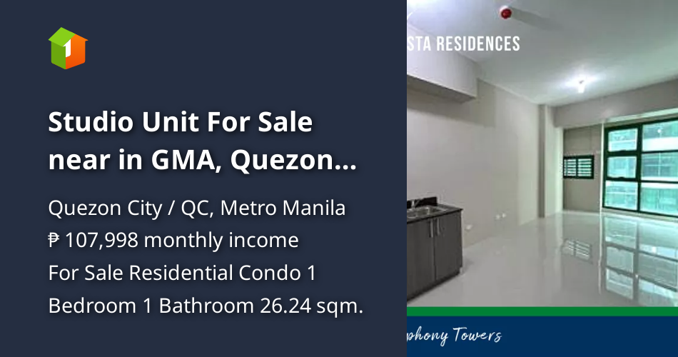 Studio Unit For Sale near in GMA, Quezon City [Condos 🏙️] (February ...