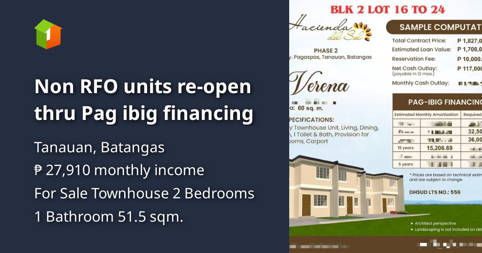 Non RFO units re-open thru Pag ibig financing [Houses and Lots 🏘️ ...