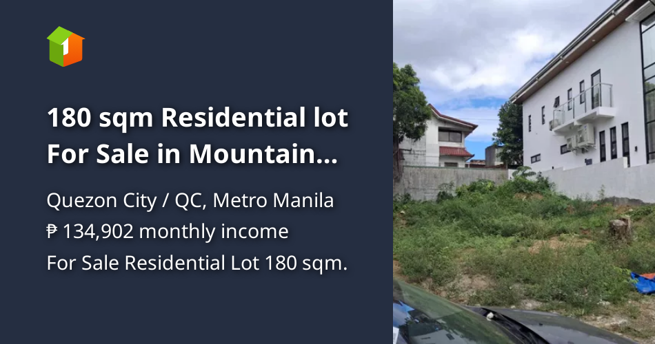 180 sqm Residential lot For Sale in Mountain View Filinvest 2, Quezon ...