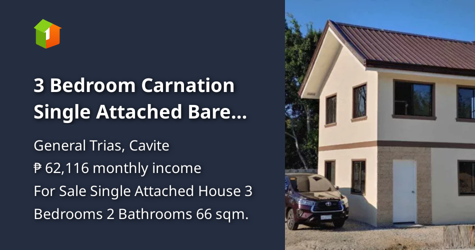 3 Bedroom Carnation Single Attached Bare for Sale in General Trias ...