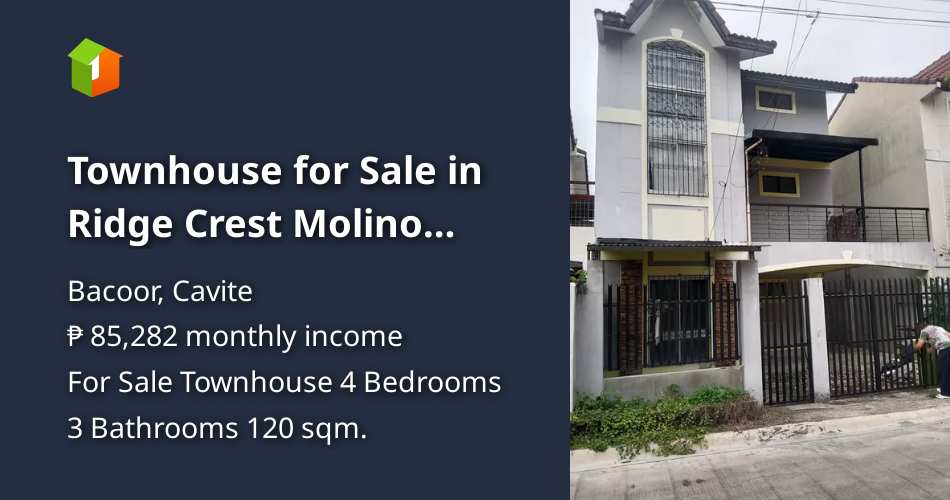 Townhouse for Sale in Ridge Crest Molino Bacoor Cavite [Houses and Lots ...