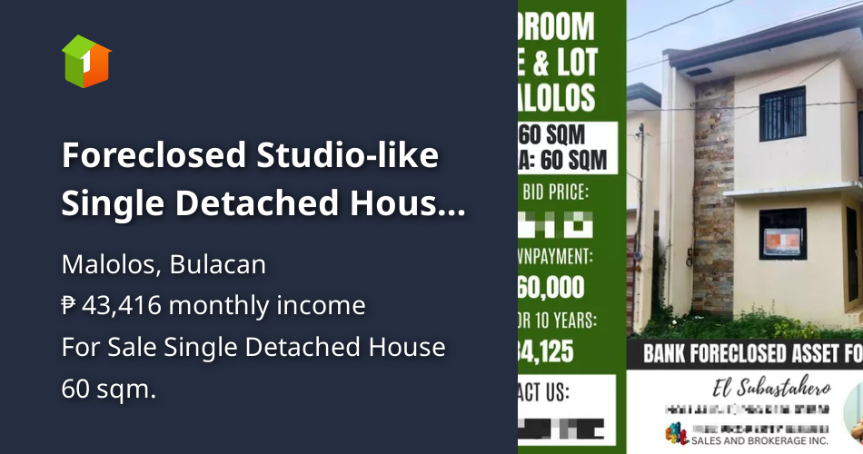 Foreclosed Studio-like Single Detached House For Sale in Malolos ...