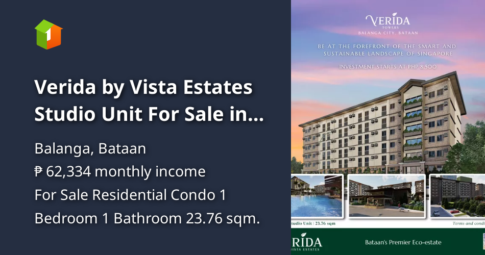 Verida by Vista Estates Studio Unit For Sale in Balanga Bataan [Condos ...