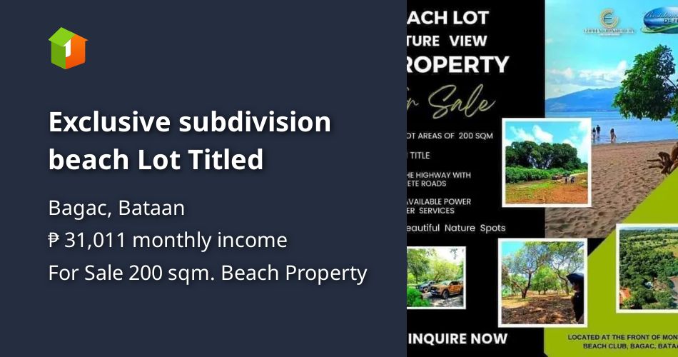 Exclusive subdivision beach Lot Titled [Beach Properties 🏖️] (October ...