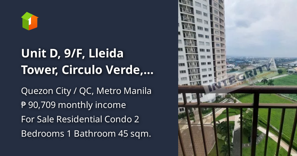 Unit D, 9/F, Lleida Tower, Circulo Verde, Phase 1, Calle Industria ...