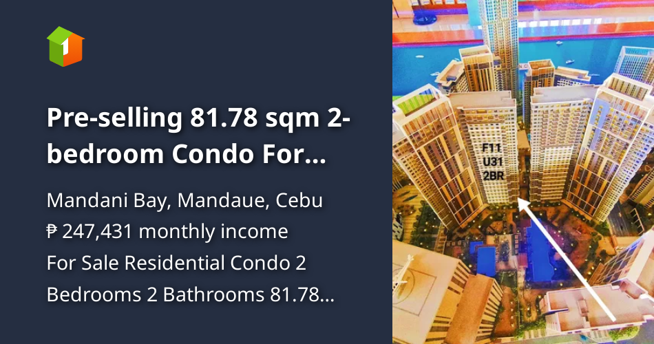 Pre-selling 81.78 sqm 2-bedroom Condo For Sale in Mandani Bay Mandaue ...