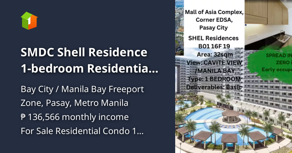 SMDC Shell Residence 1-bedroom Residential Condo For Sale in Manila Bay ...