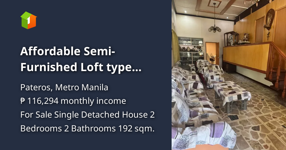 Affordable Semi-Furnished Loft type House in Pateros For Sale!! [Houses ...