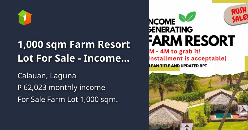 1,000 sqm Farm Resort Lot For Sale - Income Generating [Lots 🚜 ...