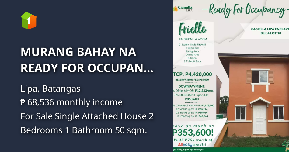 MURANG BAHAY NA READY FOR OCCUPANCY SA LIPA BATANGAS [Houses and Lots 🏘 ...