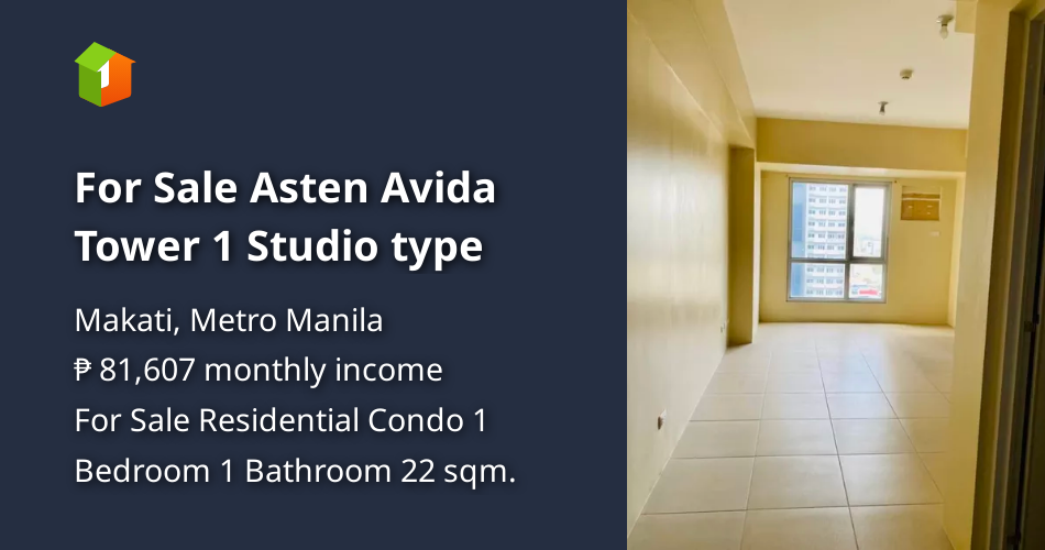 For Sale Asten Avida Tower 1 Studio type [Condos 🏙️] (November 2025) in ...