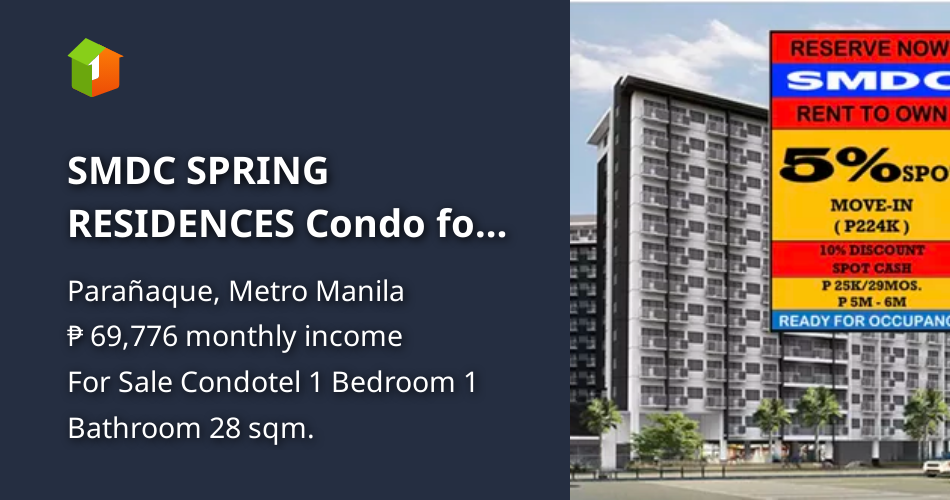 SMDC SPRING RESIDENCES Condo for Sale RENT TO OWN in SM Bicutan, Paran ...
