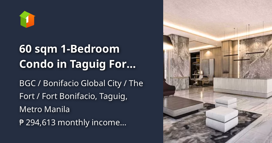 60 sqm 1-Bedroom Condo in Taguig For Sale - Park East Place [Condos 🏙️ ...