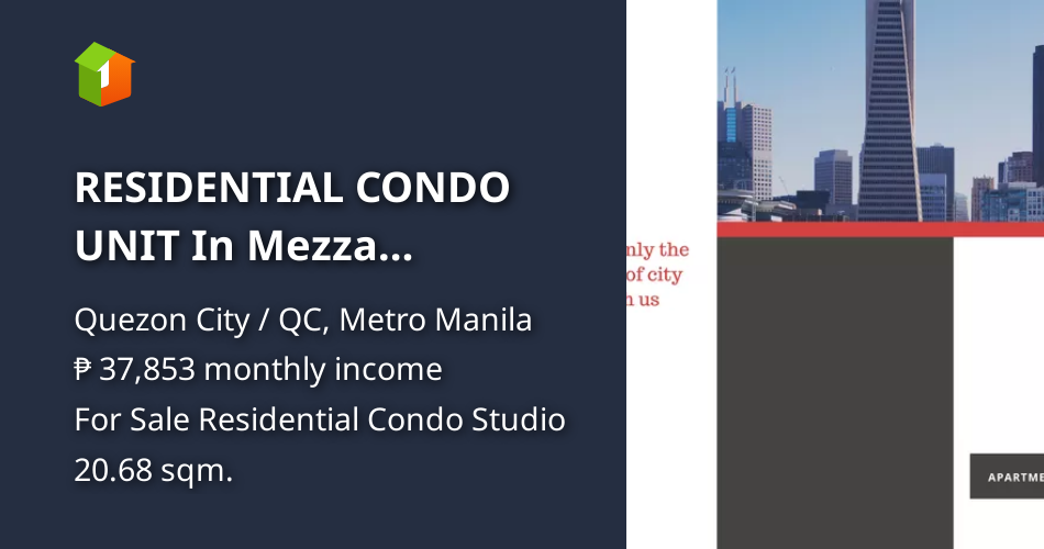 RESIDENTIAL CONDO UNIT In Mezza Residence Tower 4 Dona Imelda Quezon ...
