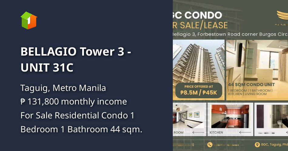 BELLAGIO Tower 3 - UNIT 31C [Condos 🏙️] (January 2026) in Taguig, Metro ...