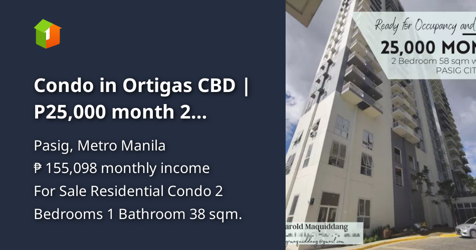 Condo in Ortigas CBD | P25,000 month 2 Bedroom 58 sqm + Balcony [Condos ...