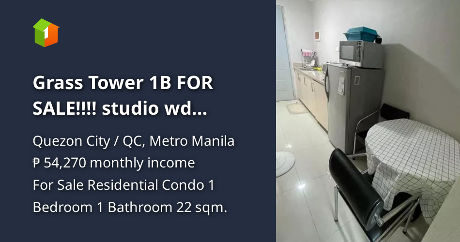 Grass Tower 1B FOR SALE!!!! studio wd partition 22sqm fully furnish ...