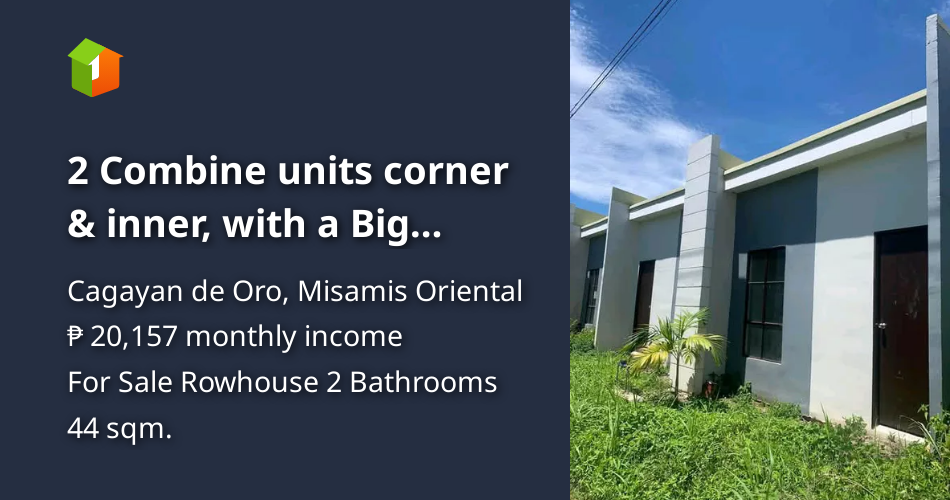 2 Combine units corner & inner, with a Big Vacant lot infront, along ...