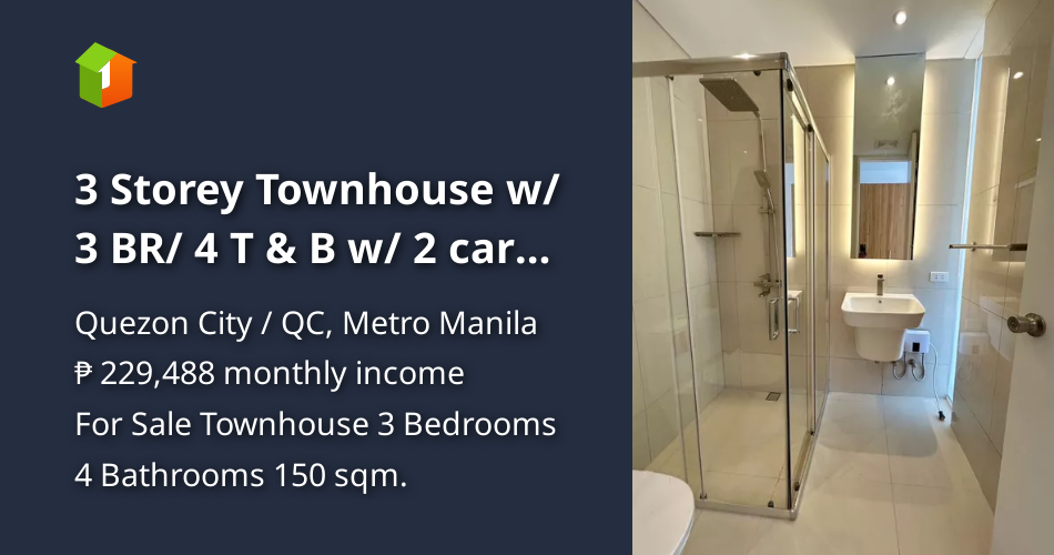 3 Storey Townhouse w/ 3 BR/ 4 T & B w/ 2 car garage in Project 4 QC ...