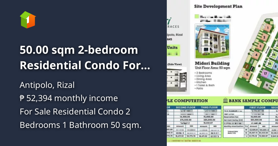 50.00 sqm 2-bedroom Residential Condo For Sale in Antipolo Rizal ...