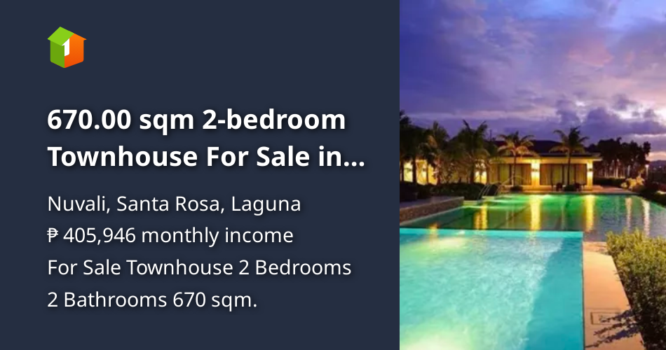670.00 sqm 2-bedroom Townhouse For Sale in Nivali Santa Rosa Laguna ...