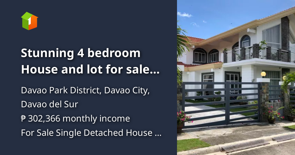 Stunning 4 bedroom House and lot for sale in Villa De Mercedes toril ...