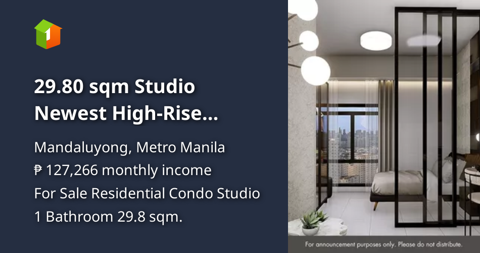 29.80 sqm Studio Newest High-Rise Development in Mandaluyong City ...