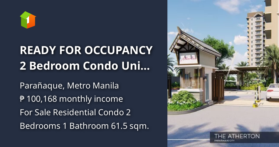 READY FOR OCCUPANCY 2 Bedroom Condo Unit in Paranaque City Near SM BF ...