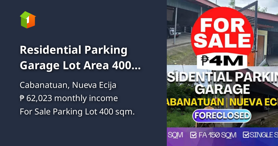 Residential Parking Garage Lot Area 400 sqm, FA 150 sqm Single Storey ...