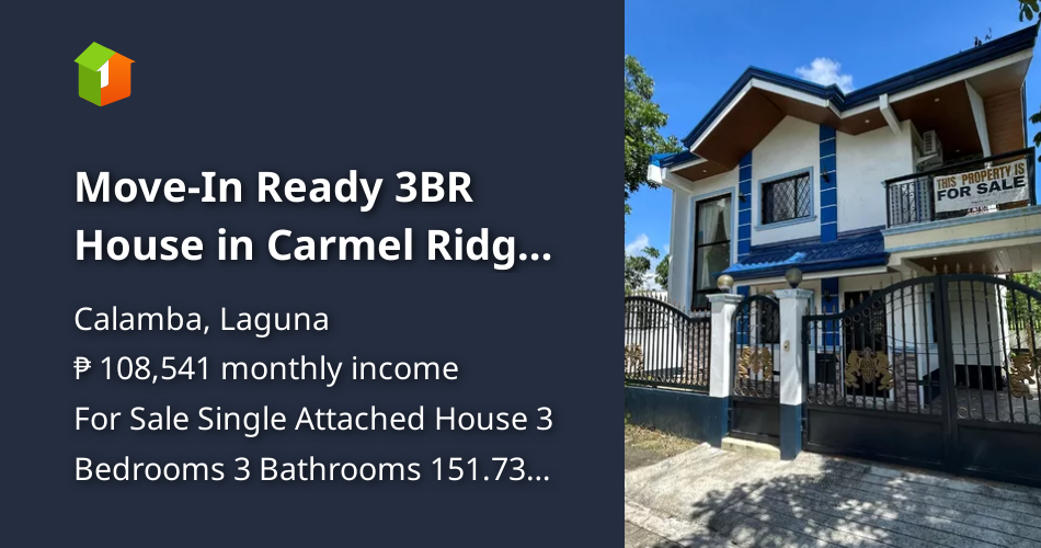 Move-In Ready 3BR House in Carmel Ridge Calamba | Fully Furnished | PHP ...