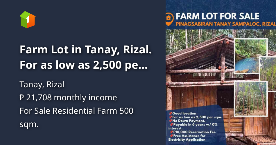 Farm Lot in Tanay, Rizal. For as low as 2,500 per sqm. [Lots 🚜 ...