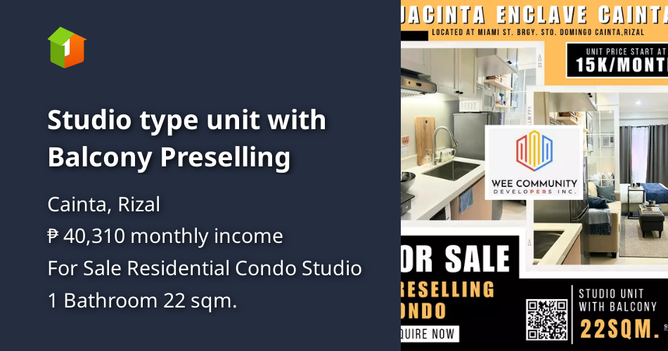 Studio type unit with Balcony Preselling [Condos 🏙️] (March 2024) in ...