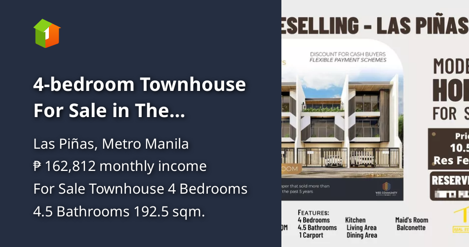 4-bedroom Townhouse For Sale in The Elements Las Piñas Metro Manila ...