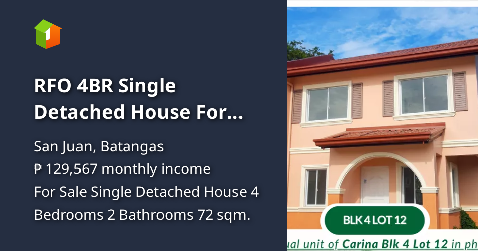 RFO 4BR Single Detached House For Sale in San Juan Batangas (Carina) [Houses and Lots 🏘️ ...