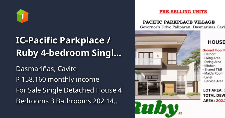 IC-Pacific Parkplace / Ruby 4-bedroom Single Detached House & Lot For Sale in Dasmarinas Cavite ...