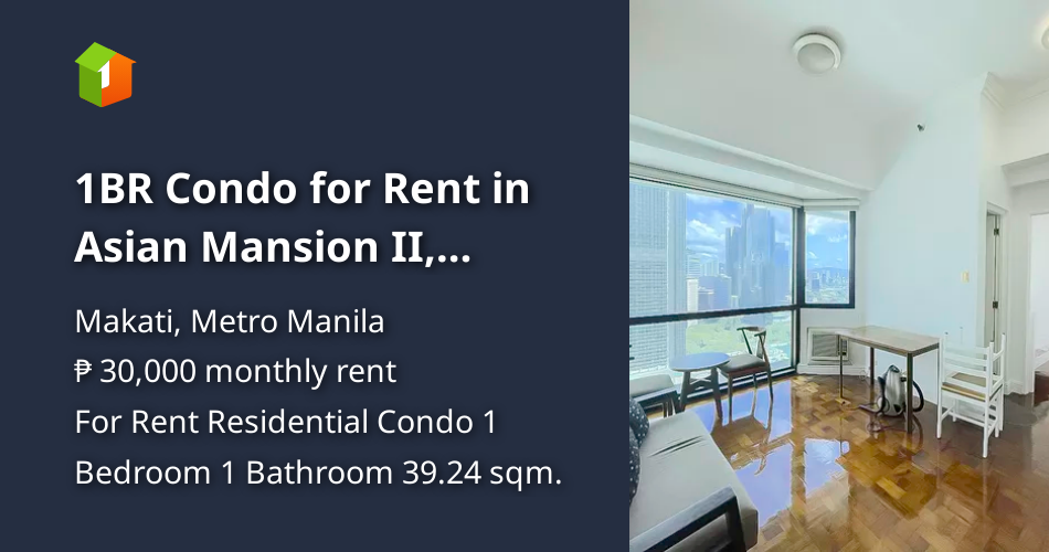 1BR Condo for Rent in Asian Mansion II, Makati City [Condos 🏙️ ...