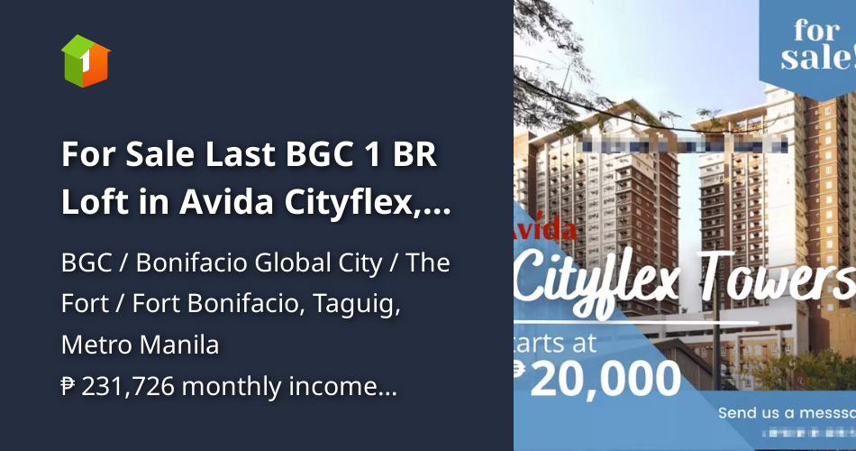 For Sale Last BGC 1 BR Loft in Avida Cityflex, Bonifacio Global City ...