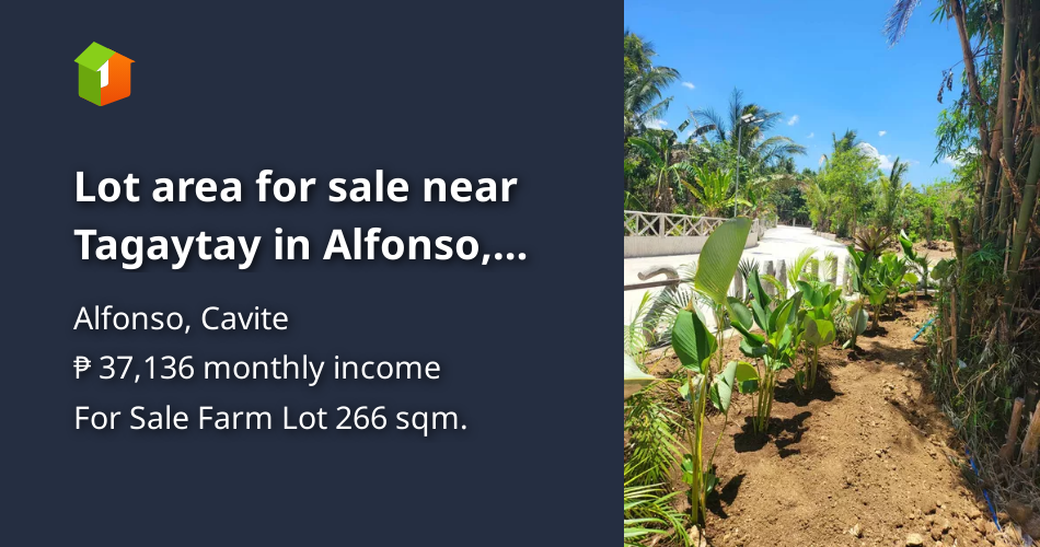 Lot area for sale near Tagaytay in Alfonso, Cavite 266 sqm [Lots 🚜] (October 2025) in Alfonso ...