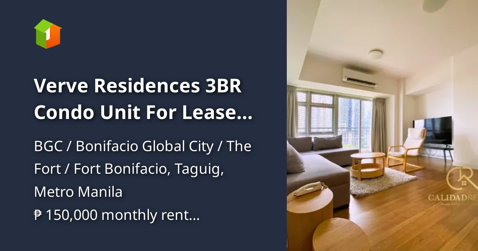 Verve Residences 3BR Condo Unit For Lease Fully Furnished BGC, Taguig ...