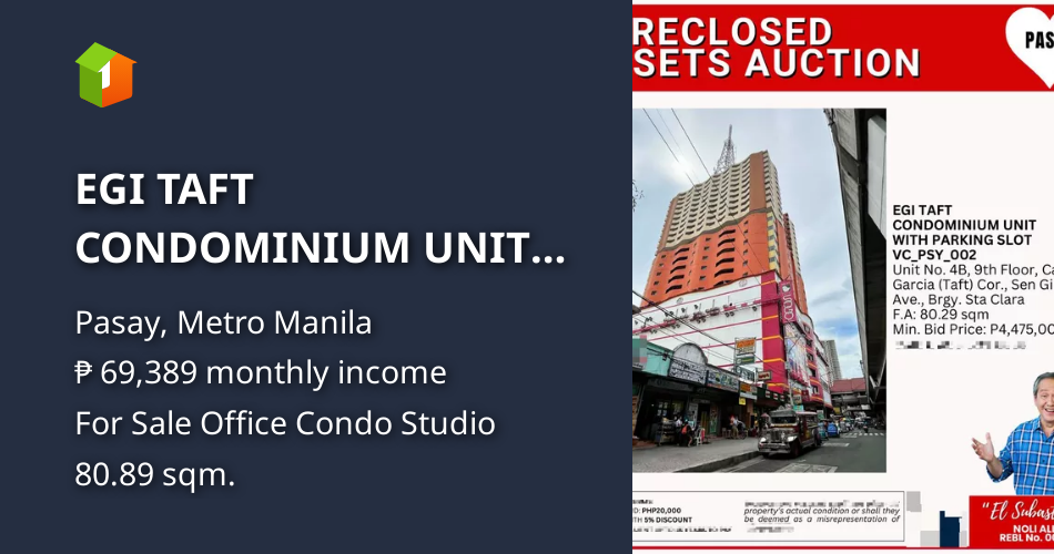 EGI TAFT CONDOMINIUM UNIT WITH PARKING SLOT [Condos 🏙️] (February 2025 ...