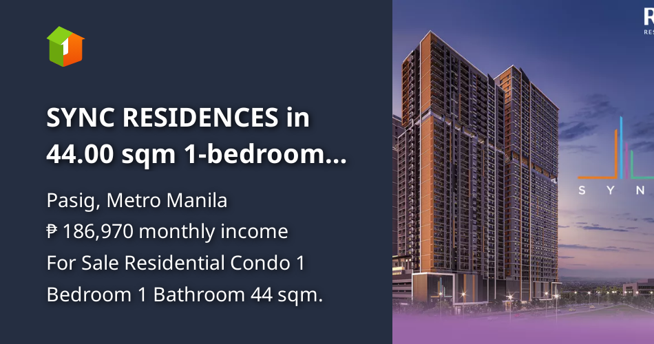 SYNC RESIDENCES in 44.00 sqm 1-bedroom with balcony Condo For Sale in ...