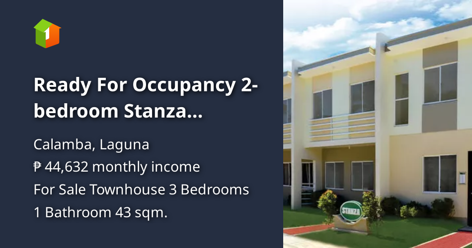 Ready For Occupancy 2-bedroom Stanza Townhouse For Sale in Suntrust ...
