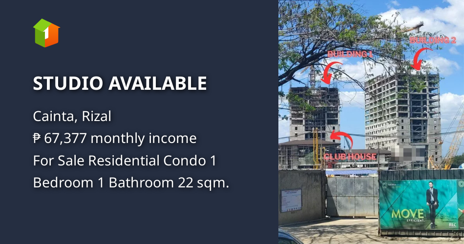 STUDIO AVAILABLE [Condos 🏙️] (March 2024) in Cainta, Rizal for sale