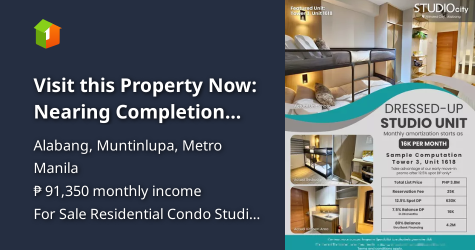 Visit this Property Now: Nearing Completion 1stQ 2026 Studio N Condo ...