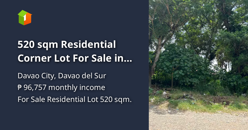 520 sqm Residential Corner Lot For Sale in Maa Davao City [Lots 🚜 ...