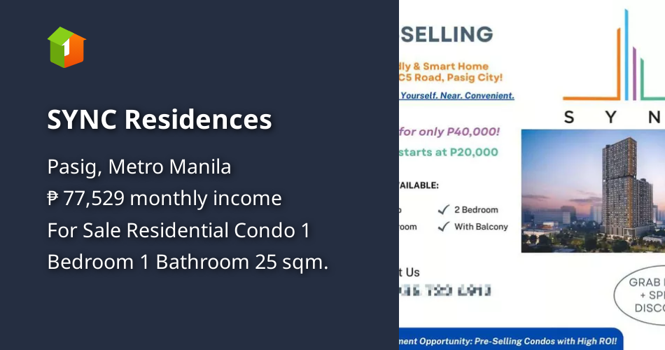 SYNC Residences [Condos 🏙️] (January 2024) in Pasig, Metro Manila for sale