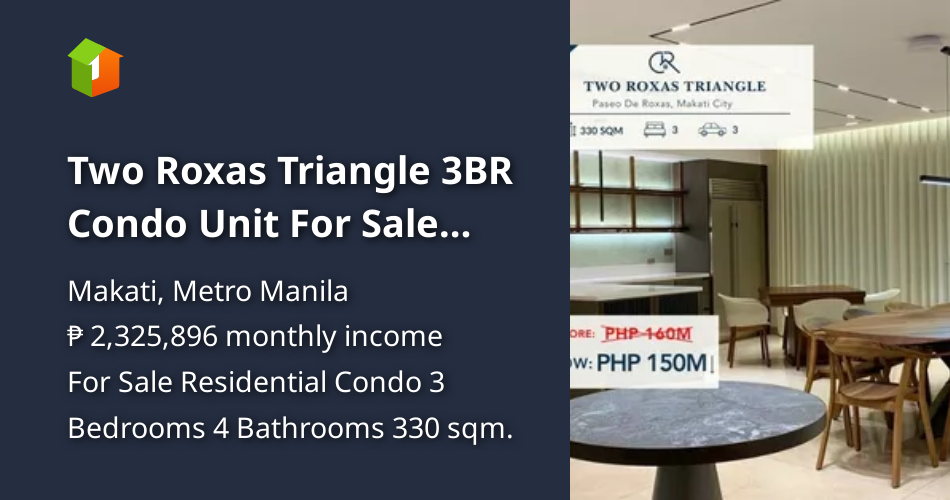 Two Roxas Triangle 3BR Condo Unit For Sale Fully Furnished Below Market ...