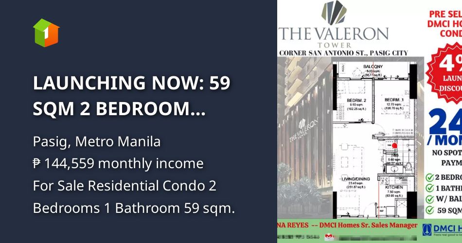 LAUNCHING NOW: 59 SQM 2 BEDROOM CONDO IN PASIG, DMCI HOMES [Condos 🏙️ ...
