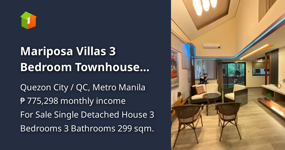 Mariposa Villas 3 Bedroom Townhouse with Parking For Sale in Quezon ...